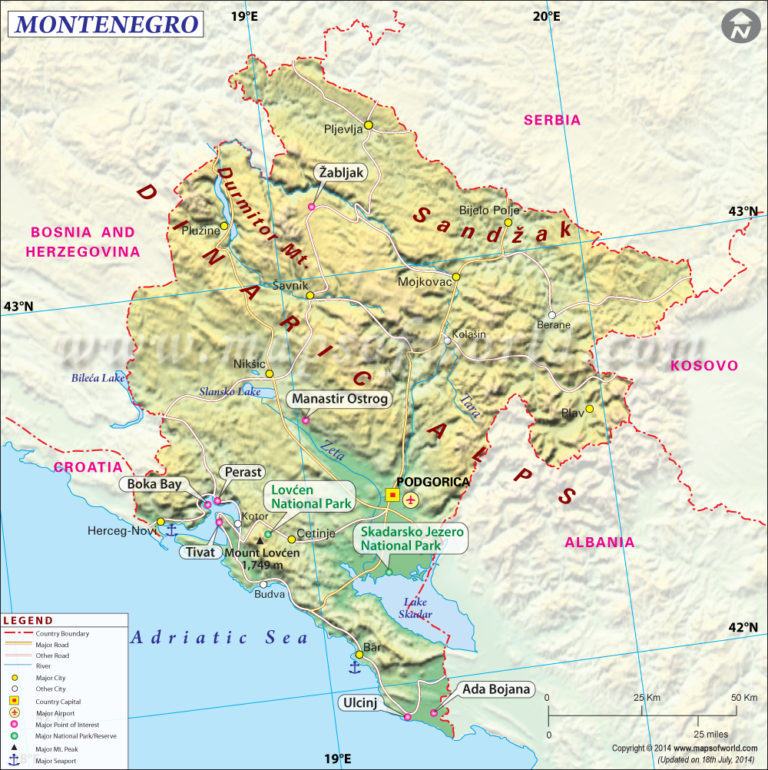 Mapas de Montenegro - Guía de Turismo de Montenegro